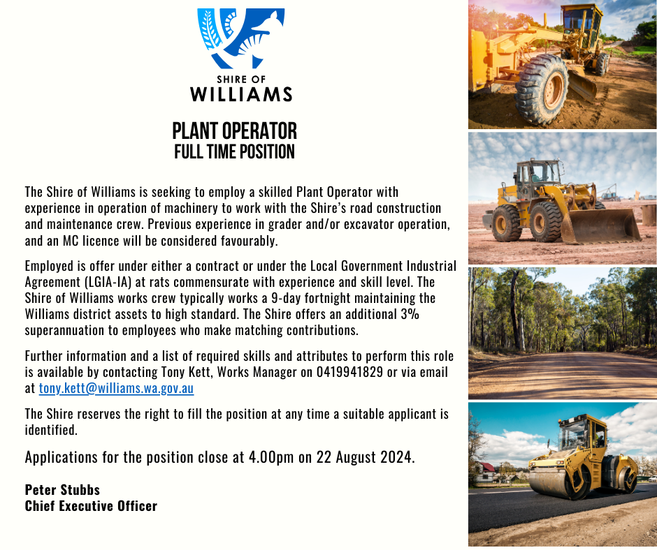 Employment » Shire of Williams